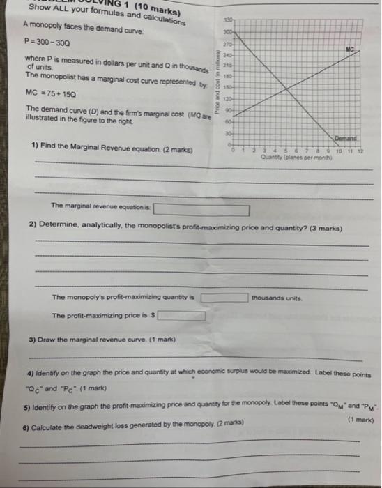 Solved Show ALL your formulas (10 marks) A monopoly faces | Chegg.com