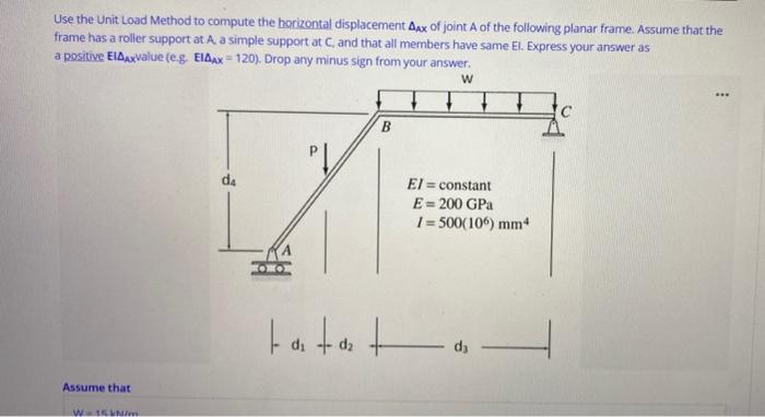 Solved Use the Unit Load Method to compute the horizontal | Chegg.com