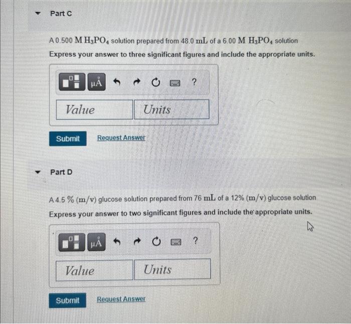 Solved What is the volume, in milliliters, of each of the | Chegg.com