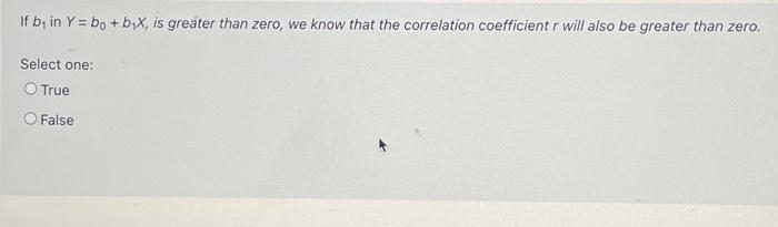 Solved If b1 in Y=b0+b1X, is greater than zero, we know | Chegg.com