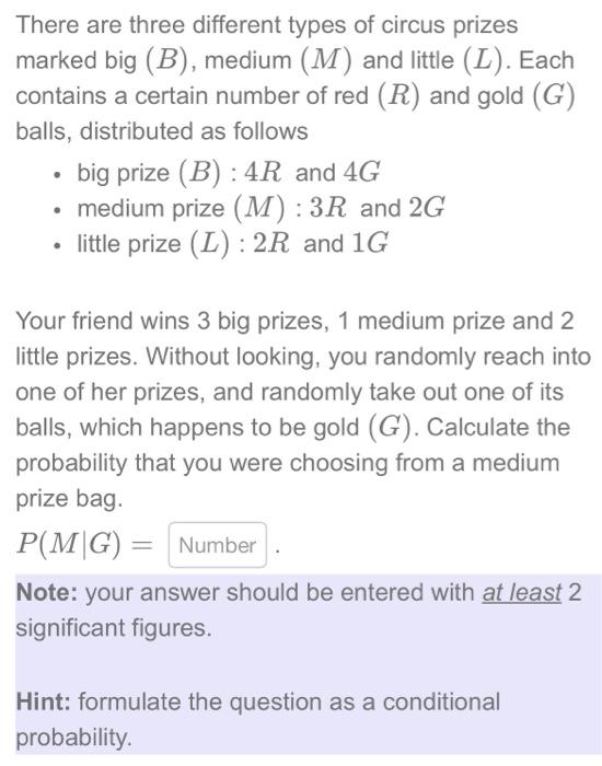 Solved There are three different types of circus prizes | Chegg.com