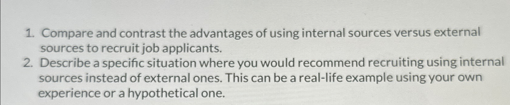 Solved Compare and contrast the advantages of using internal | Chegg.com