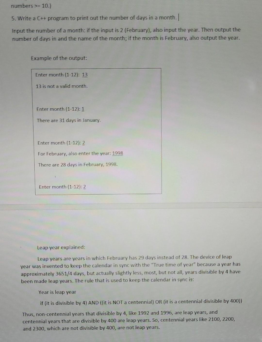 Solved numbers >= 10.) 5. Write a Ct+ program to print out | Chegg.com