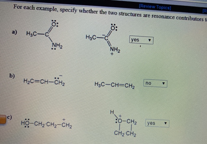 Solved for each example, specify whether the two structures | Chegg.com