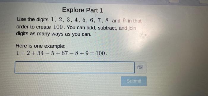 Solved Explore Part 1 Use the digits 1, 2, 3, 4, 5, 6, 7, 8, | Chegg.com