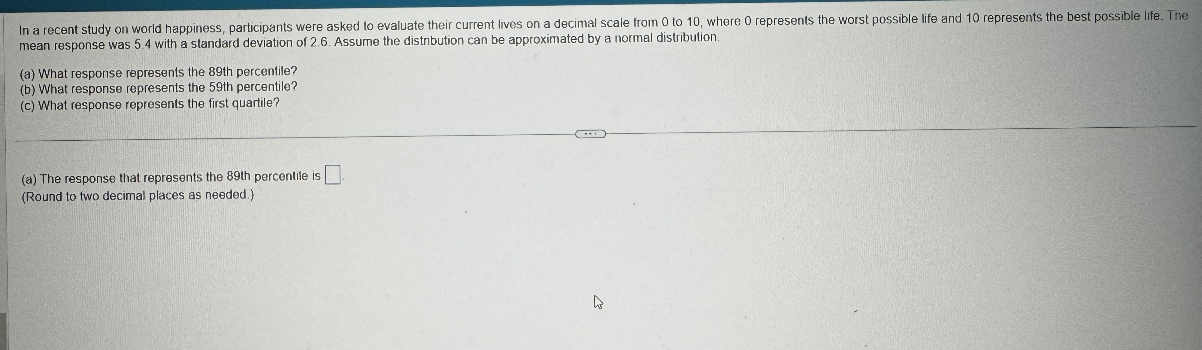 Solved mean response was 5.4 ﻿with a standard deviation of | Chegg.com