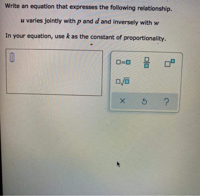 Solved Write An Equation That Expresses The Following