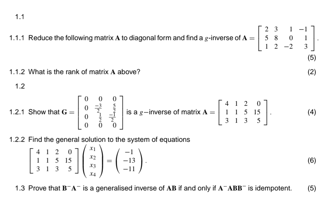 1.11.1.1 ﻿Reduce the following matrix A ﻿to diagonal | Chegg.com