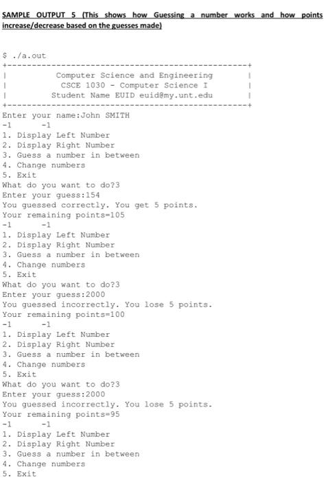 Solved SAMPLE OUTPUT 5 (This shows how Guessing a number | Chegg.com