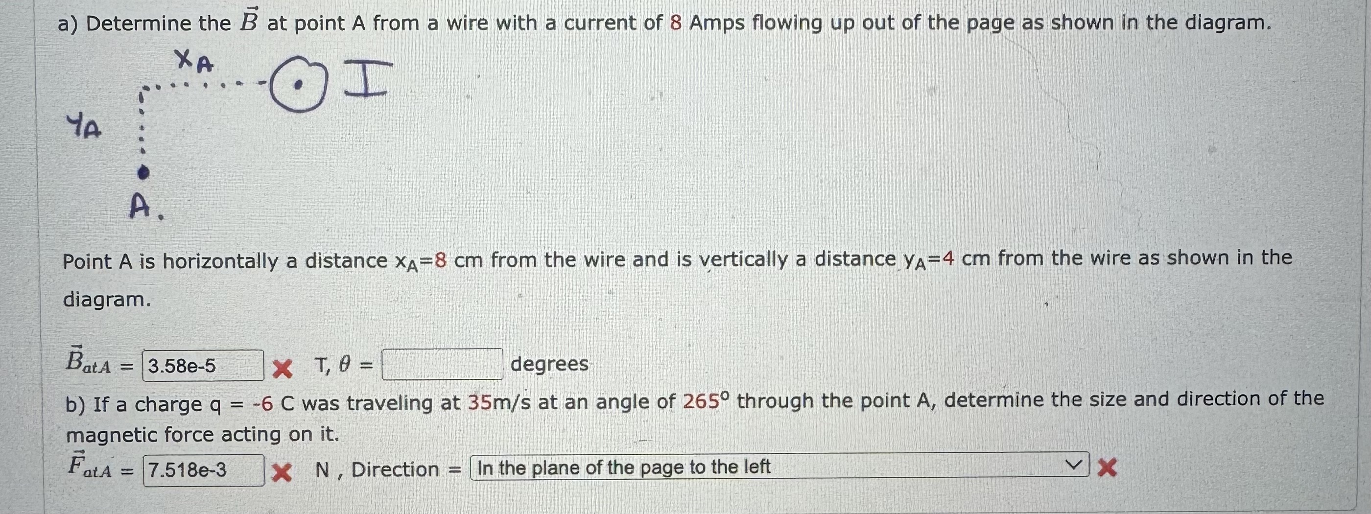 Solved a) ﻿Determine the vec(B) ﻿at point A from a wire with | Chegg.com