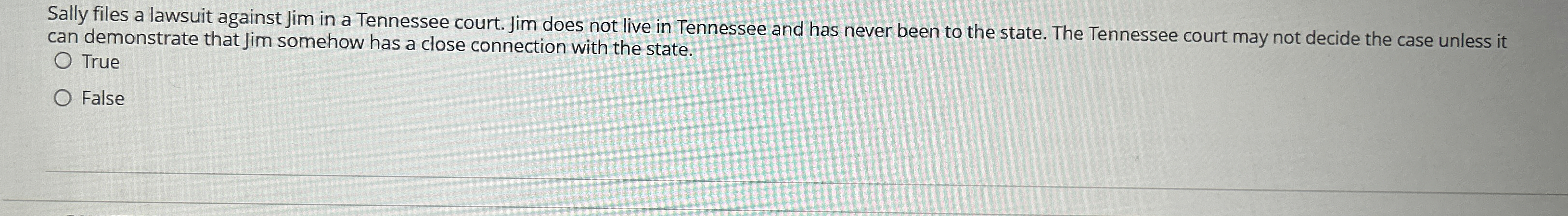 Solved Sally files a lawsuit against Jim in a Tennessee | Chegg.com