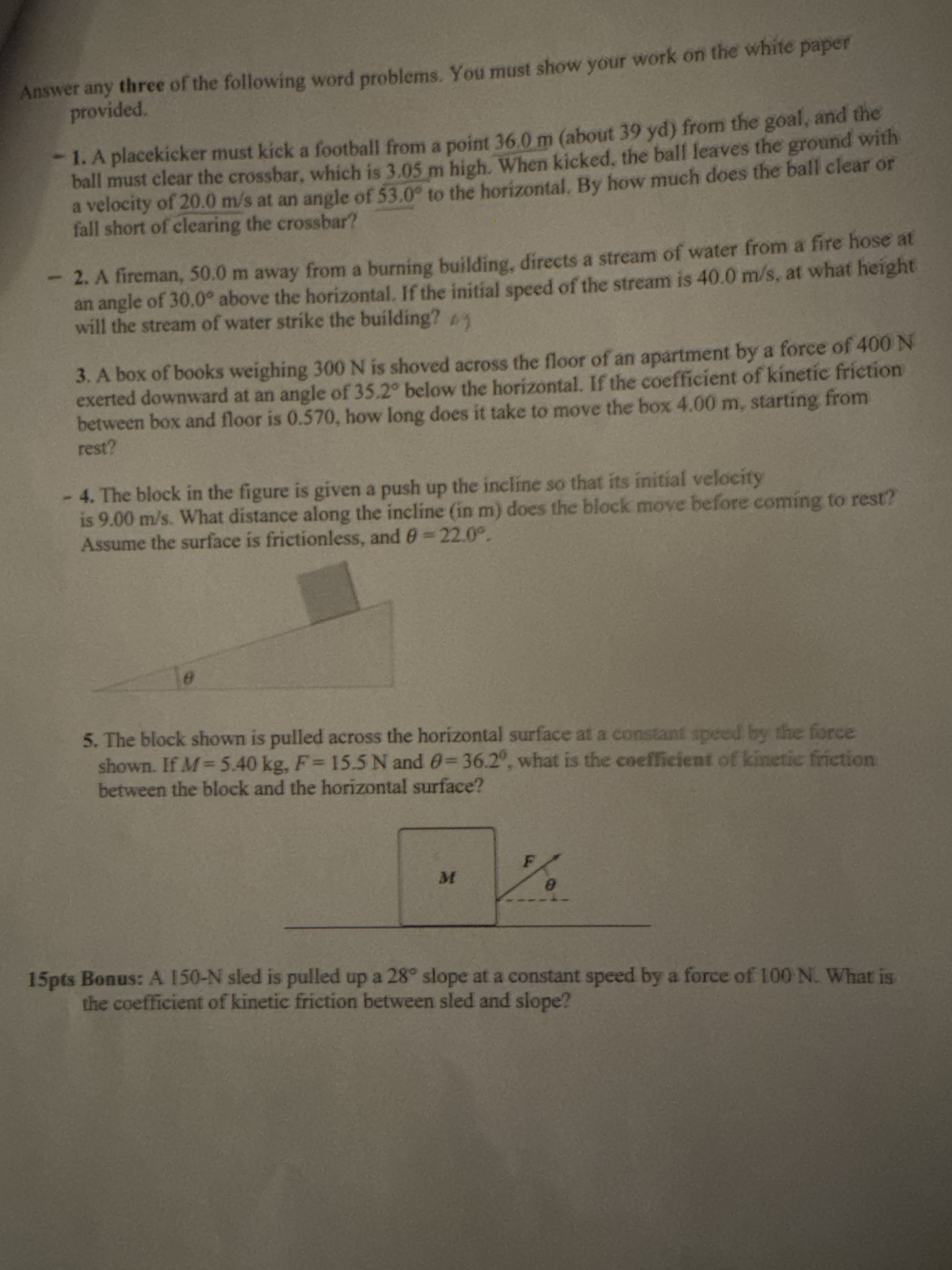 Solved Answer any three of the following word problems. You | Chegg.com