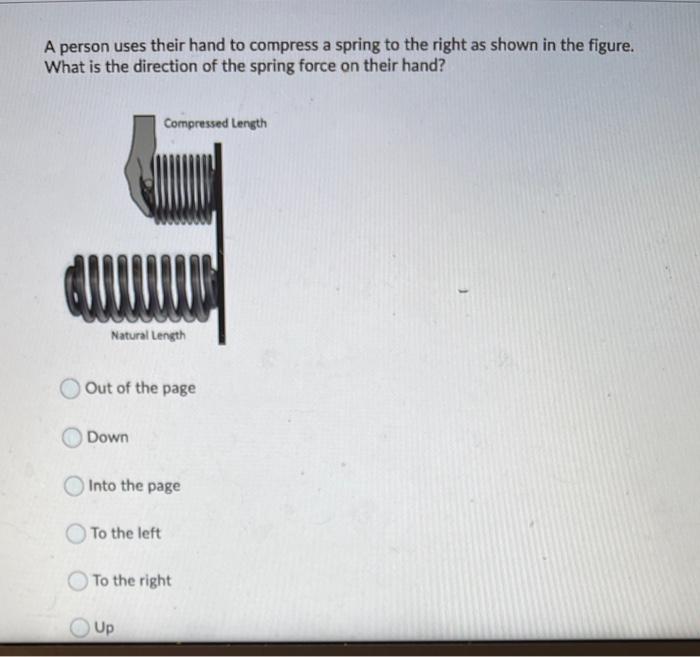 Solved A person uses their hand to compress a spring to the | Chegg.com