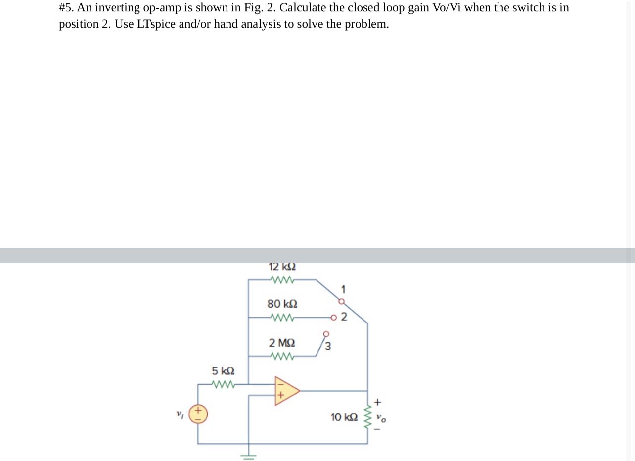 Solved #5. ﻿An inverting op-amp is shown in Fig. 2. | Chegg.com