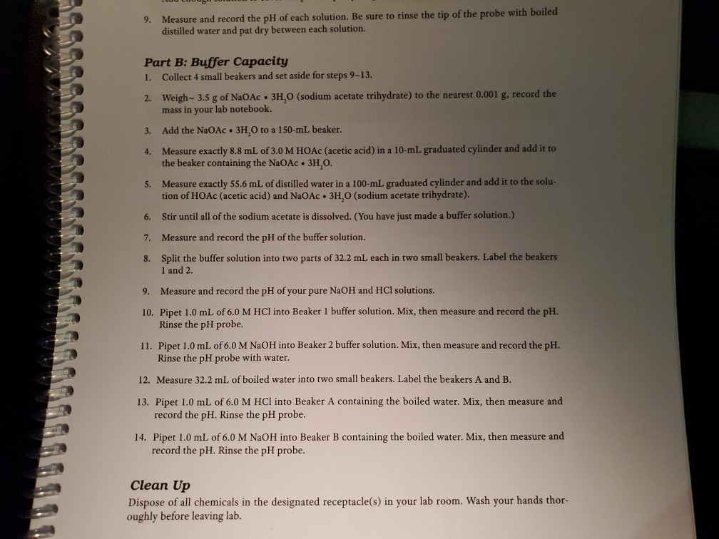 Solved Experiment Part B: Buffer Capacity Mass NaOAC-3 HO | Chegg.com