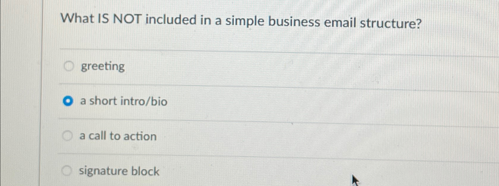 Solved What IS NOT included in a simple business email | Chegg.com