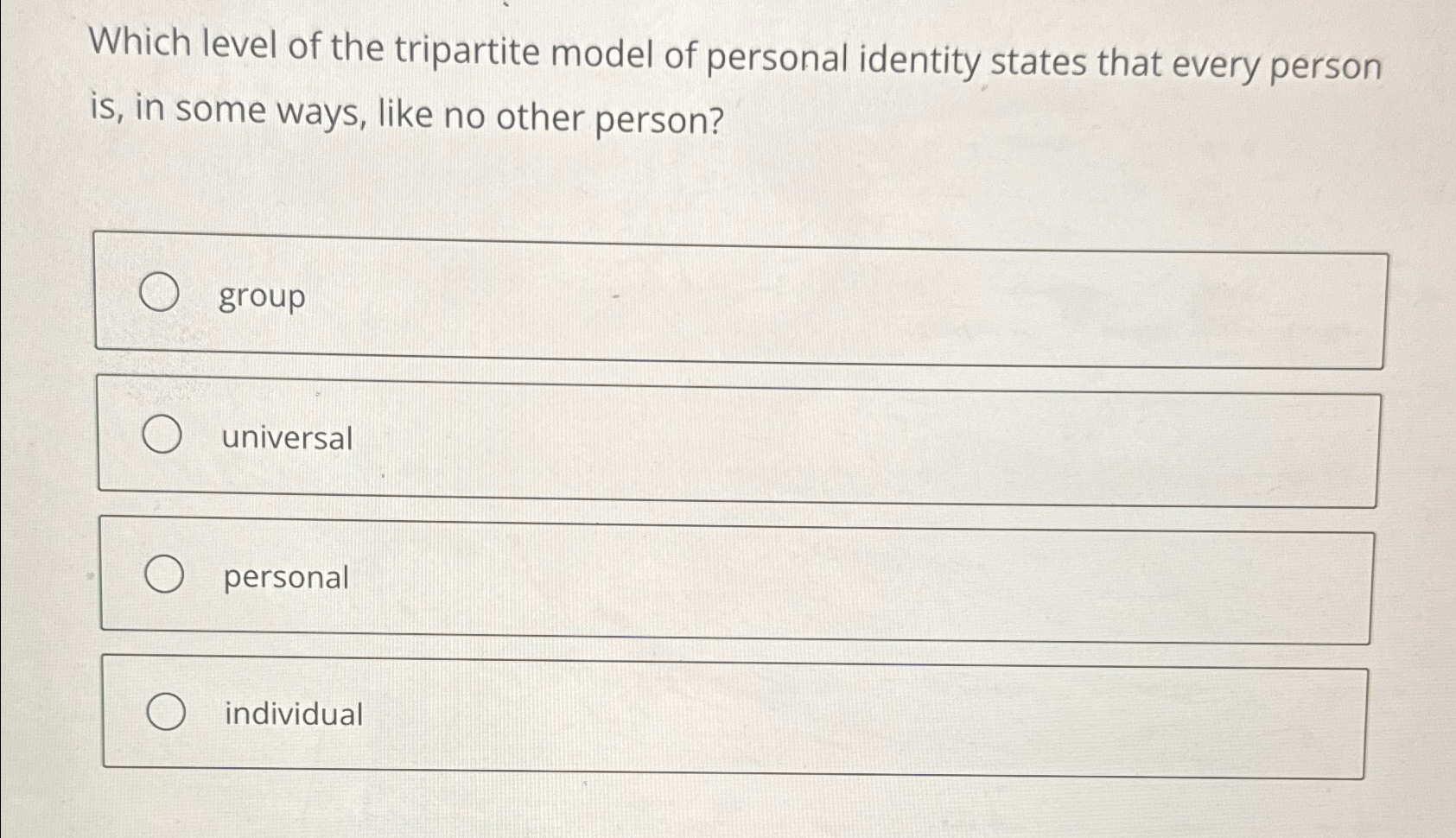 Solved Which level of the tripartite model of personal | Chegg.com
