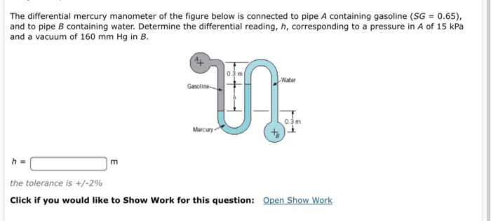 Solved The differential mercury manometer of the figure | Chegg.com