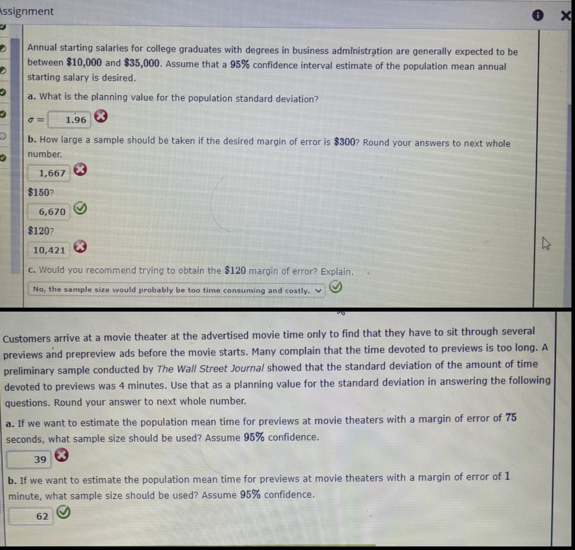 Solved Assignment X Annual starting salaries for college | Chegg.com