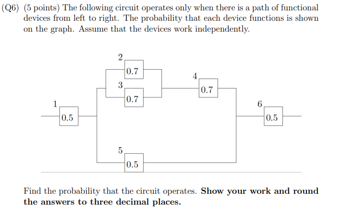 Solved (Q6) (5 ﻿points) ﻿The following circuit operates only | Chegg.com