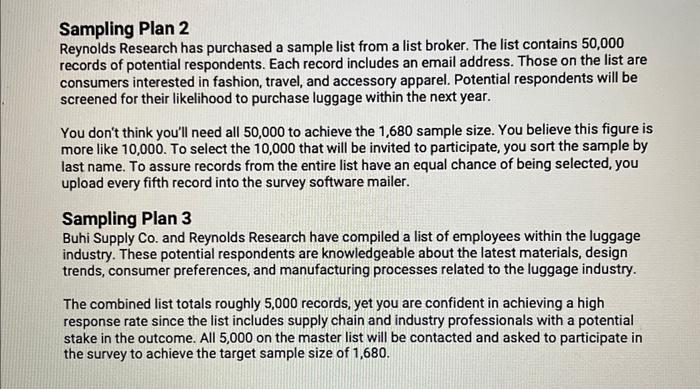 Solved Which sampling technique does Sampling Plan 2 use? | Chegg.com