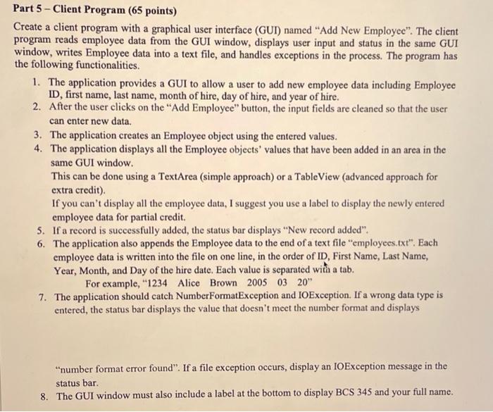 Solved Use the code provided to make a client program's GUI | Chegg.com