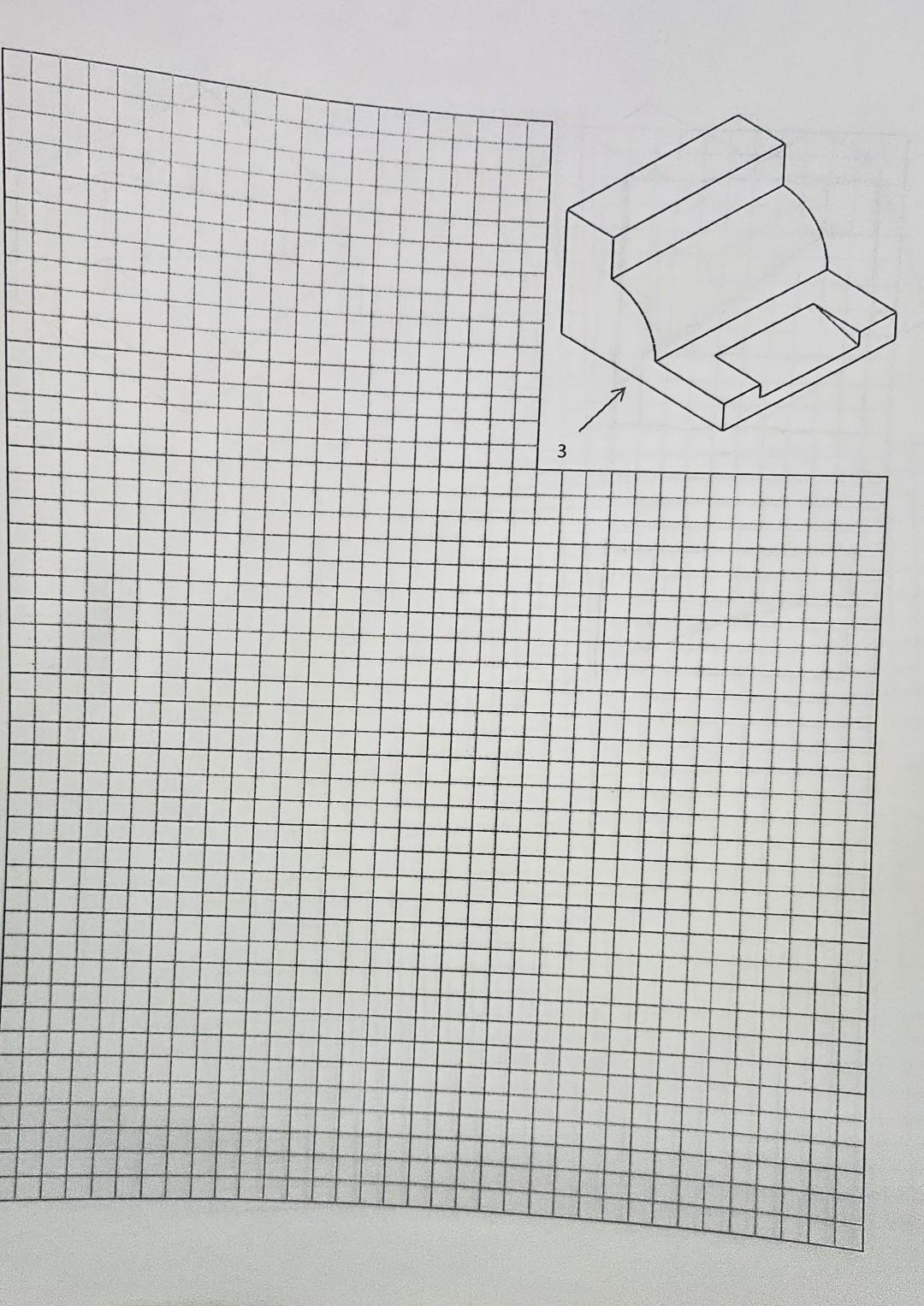 Solved Develop a three-view drawing for the following | Chegg.com