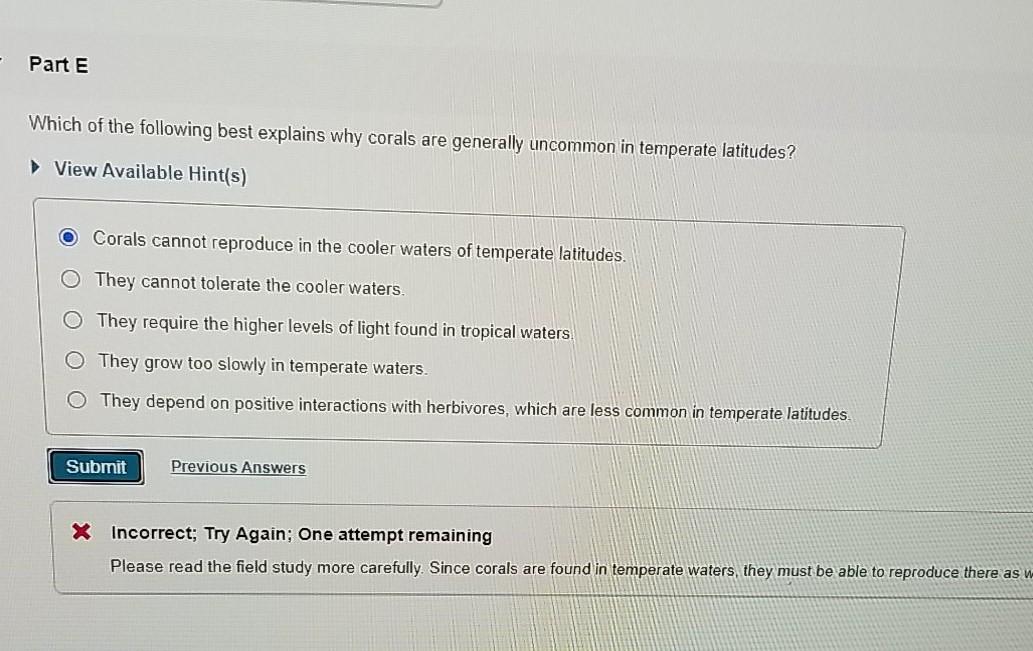 Solved Part E Which of the following best explains why | Chegg.com