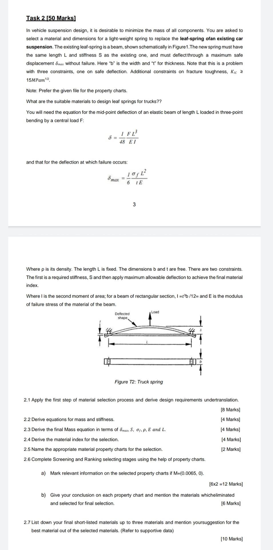 Task 2 [50 Marks] In vehicle suspension design, it is | Chegg.com