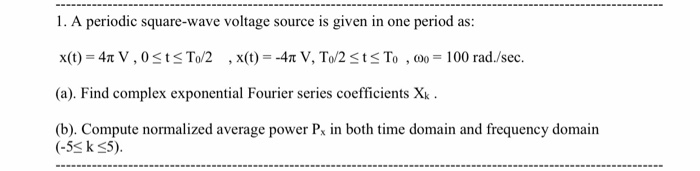 Solved 1. A periodic square-wave voltage source is given in | Chegg.com