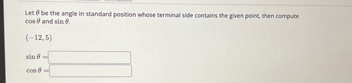 Solved Let θ be the angle in standard position whose | Chegg.com
