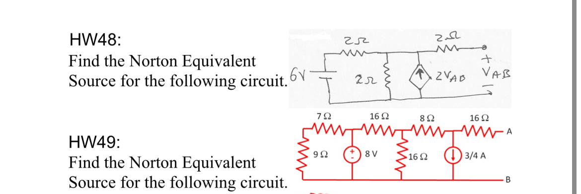 Solved HW48:Find the Norton Equivalent Source for the | Chegg.com