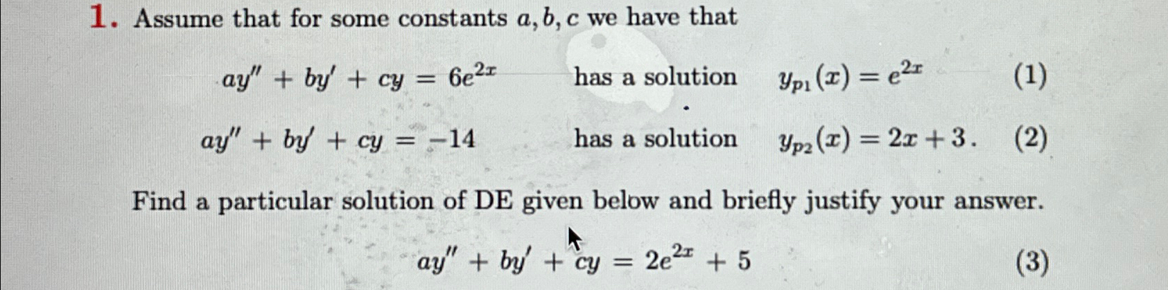 Solved Assume that for some constants a,b,c ﻿we have | Chegg.com