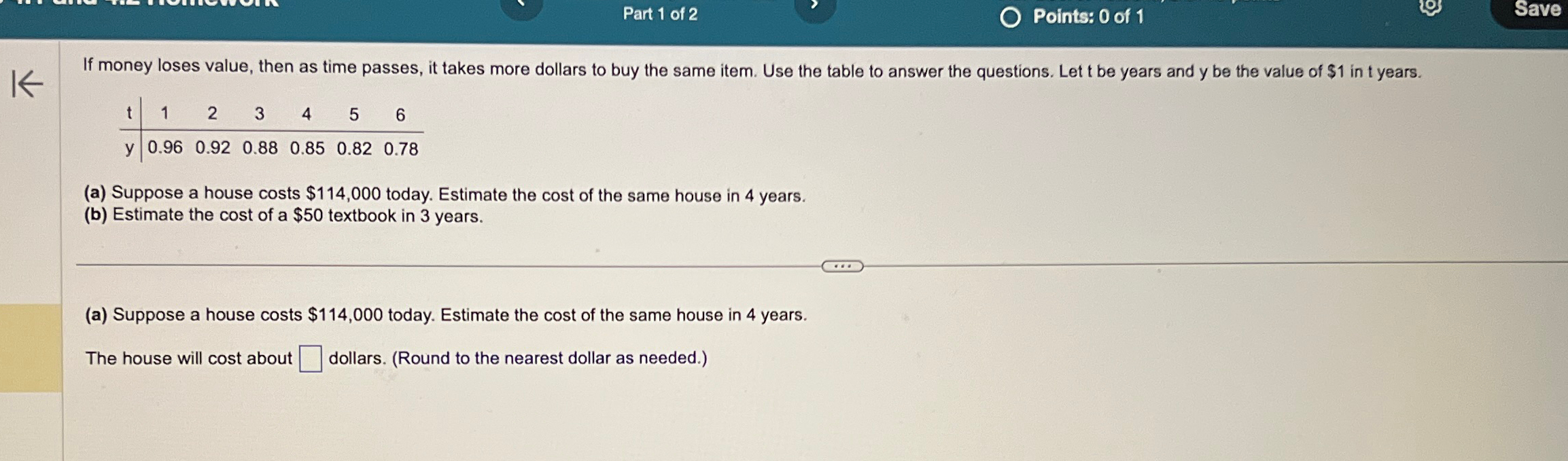 Solved Part 1 ﻿of 2Points: 0 ﻿of | Chegg.com