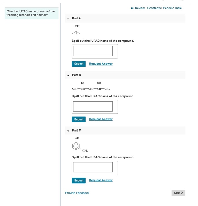 Solved Review l Constants Periodic Table Give the IUPAC name | Chegg.com