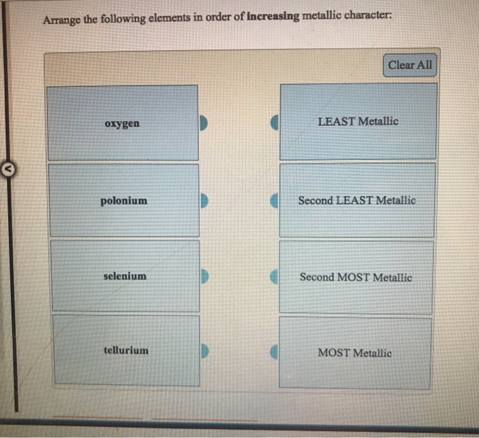 Solved Arrange the following elements in order of increasing | Chegg.com