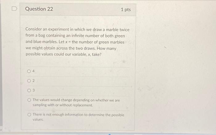 Solved Consider an experiment in which we draw a marble | Chegg.com