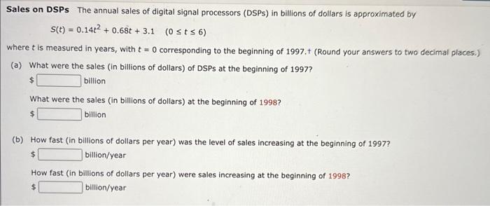Solved Sales on DSPs The annual sales of digital signal | Chegg.com
