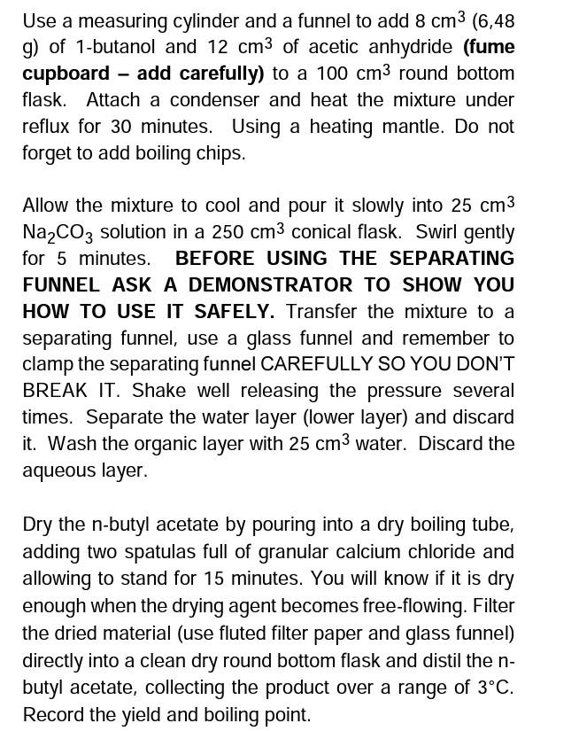 Solved Use a measuring cylinder and a funnel to add 8 cm3 | Chegg.com