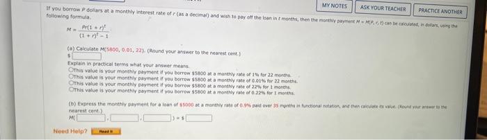 Solved bllowing form uia M=(1+r)t−1P(1+r)t (a) Calculate M | Chegg.com