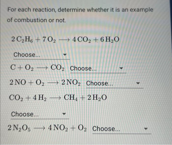 Solved For each reaction, determine whether it is an example | Chegg.com