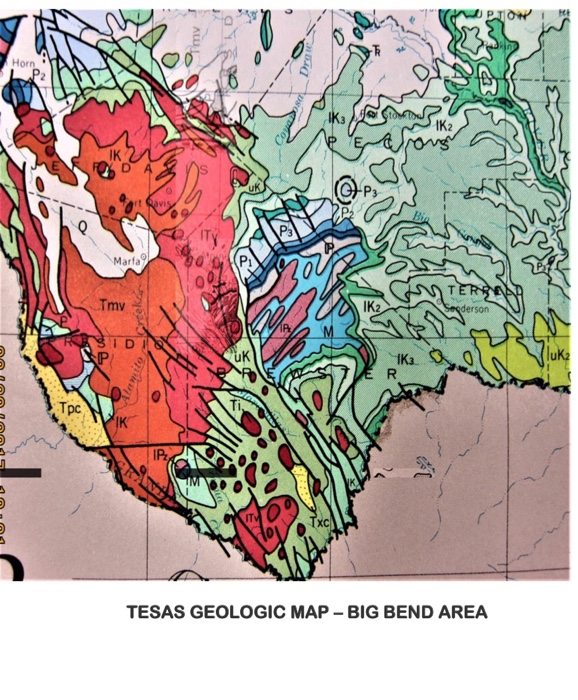 Solved TEXAS GEOLOGIC MAP - BIG BEND AREA 1. The red colored | Chegg.com