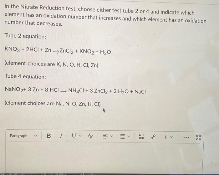 Solved In the Nitrate Reduction test, choose either test | Chegg.com