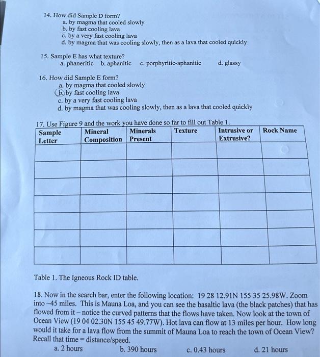 Solved STUDENT RESPONSES 1. Sample A has what mafic color | Chegg.com