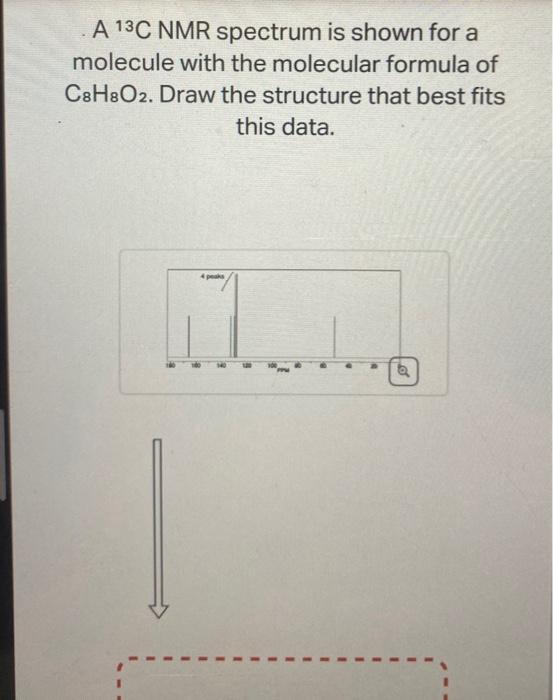 Solved A13C NMR spectrum is shown for a molecule with the | Chegg.com