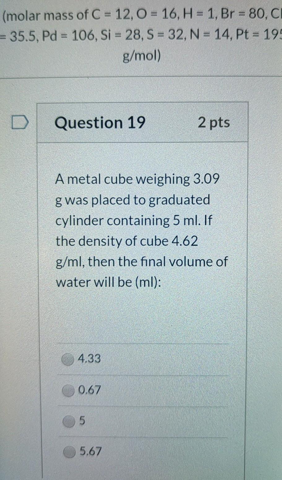Solved (molar mass of C = 12,0 = 16, H = 1, Br = 80, CI = | Chegg.com
