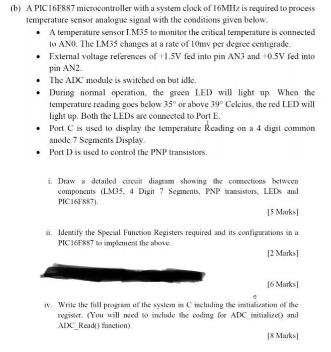 (b) A PIC16F887 microcontroller with a system clock | Chegg.com