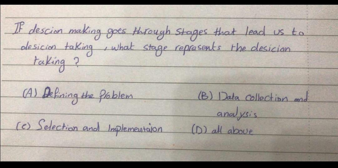 Solved If descion making goes through stages that lead us to | Chegg.com