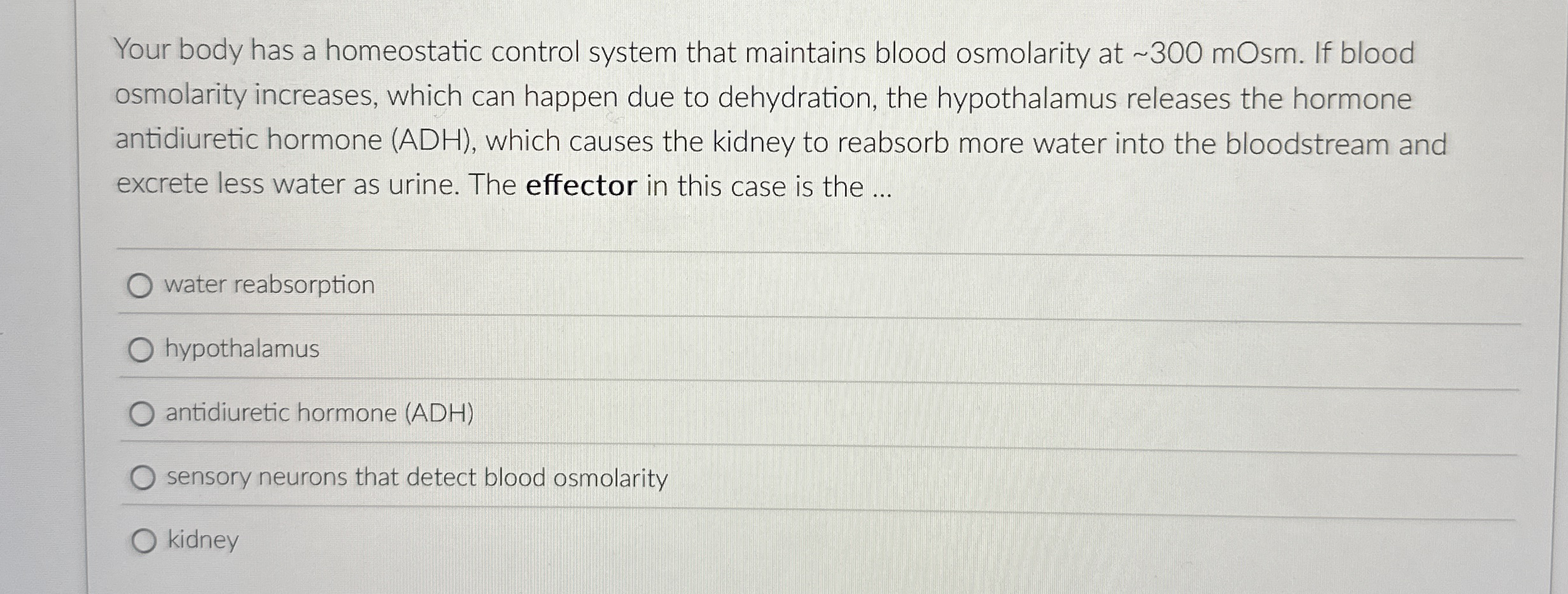 Solved Your body has a homeostatic control system that | Chegg.com