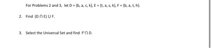 Solved For Problems 2 and 3 , let | Chegg.com